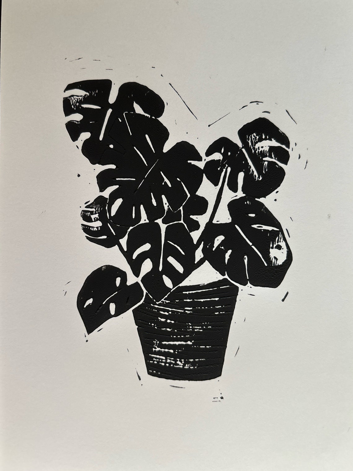 Monstera Deliciosa Linocut Print 5x7 (unframed) - Etsy