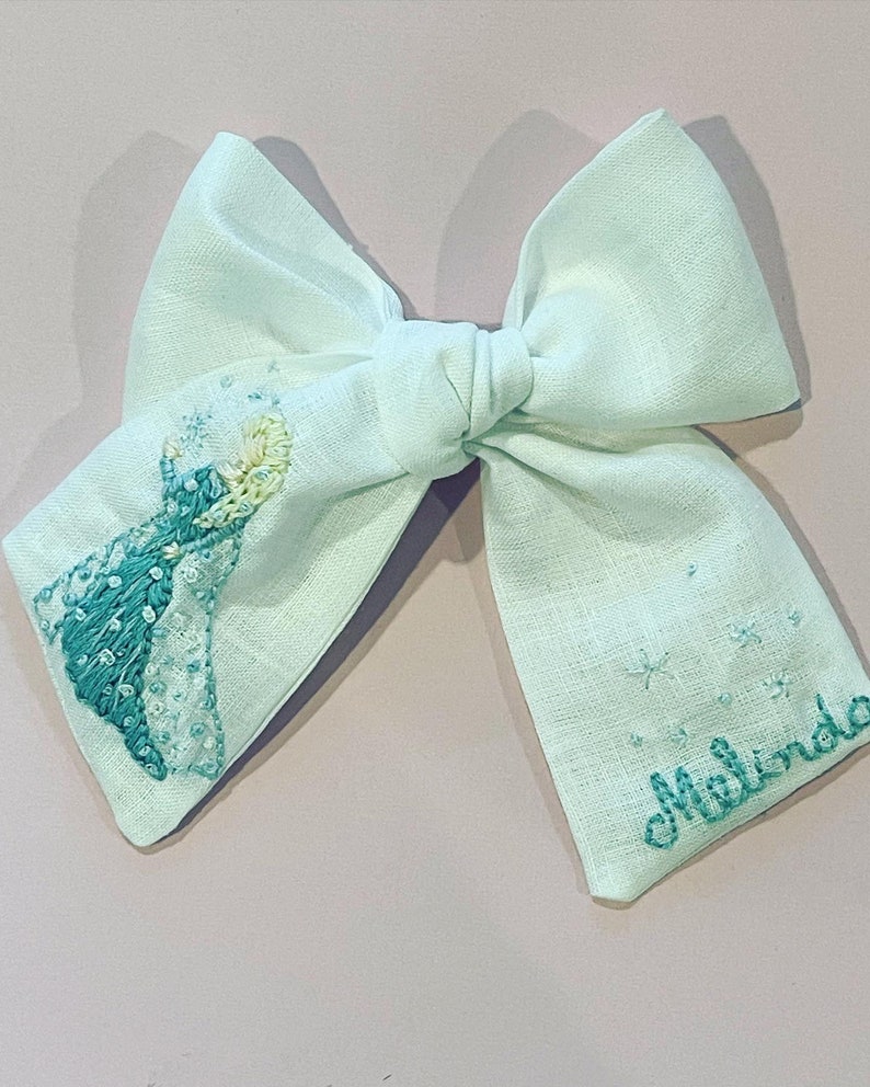 Frozen Elsa Embroidery Bow/ Custom Bows/handmade Embroidery | Etsy