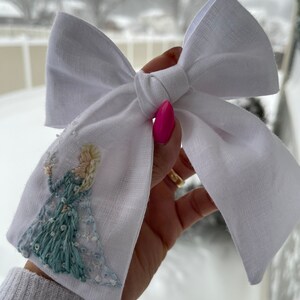 Frozen Elsa Embroidery Bow/ Custom Bows/handmade Embroidery - Etsy