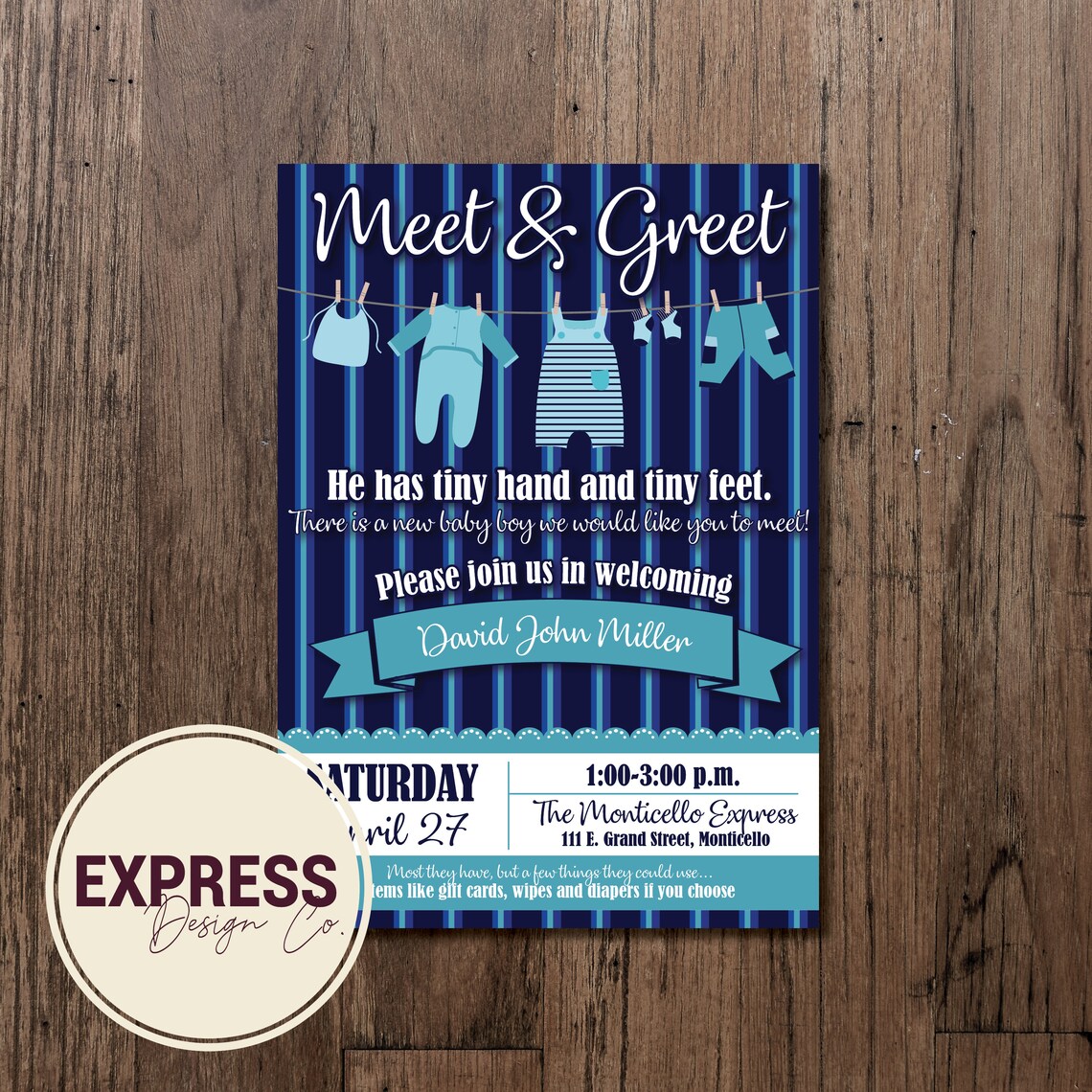 CUSTOMIZED Meet & Greet Baby Boy Baby Shower Invitation | Etsy