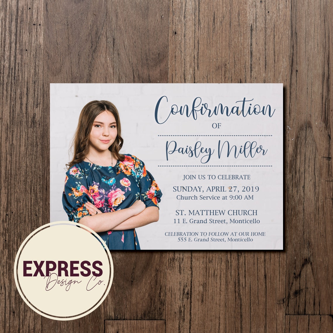 CUSTOMIZED Boy or Girl Confirmation Party Photo Invitation - Etsy