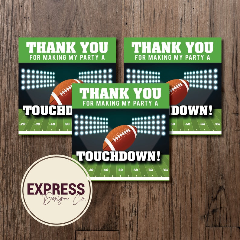 INSTANT DOWNLOAD Football Birthday, First Down, Thank You Card, Party ...