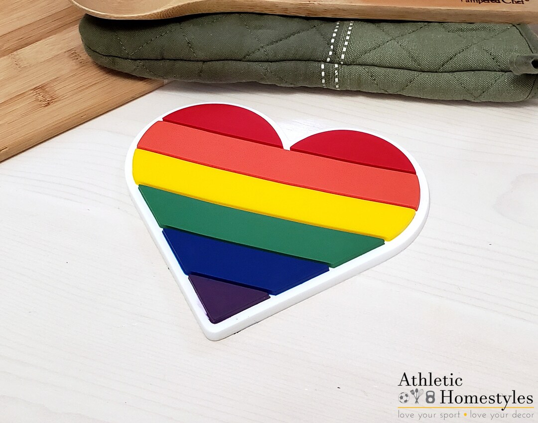 Pride Flag Trivet - Heart Shaped Non-slip Silicone Hot Pad - Drink ...
