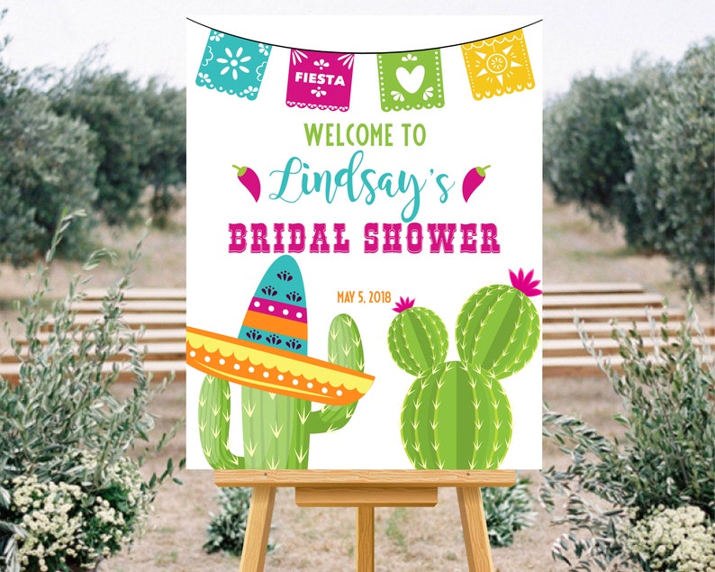 BRIDAL SHOWER FIESTA Welcome Sign, Mexican Fiesta Bridal Shower ...