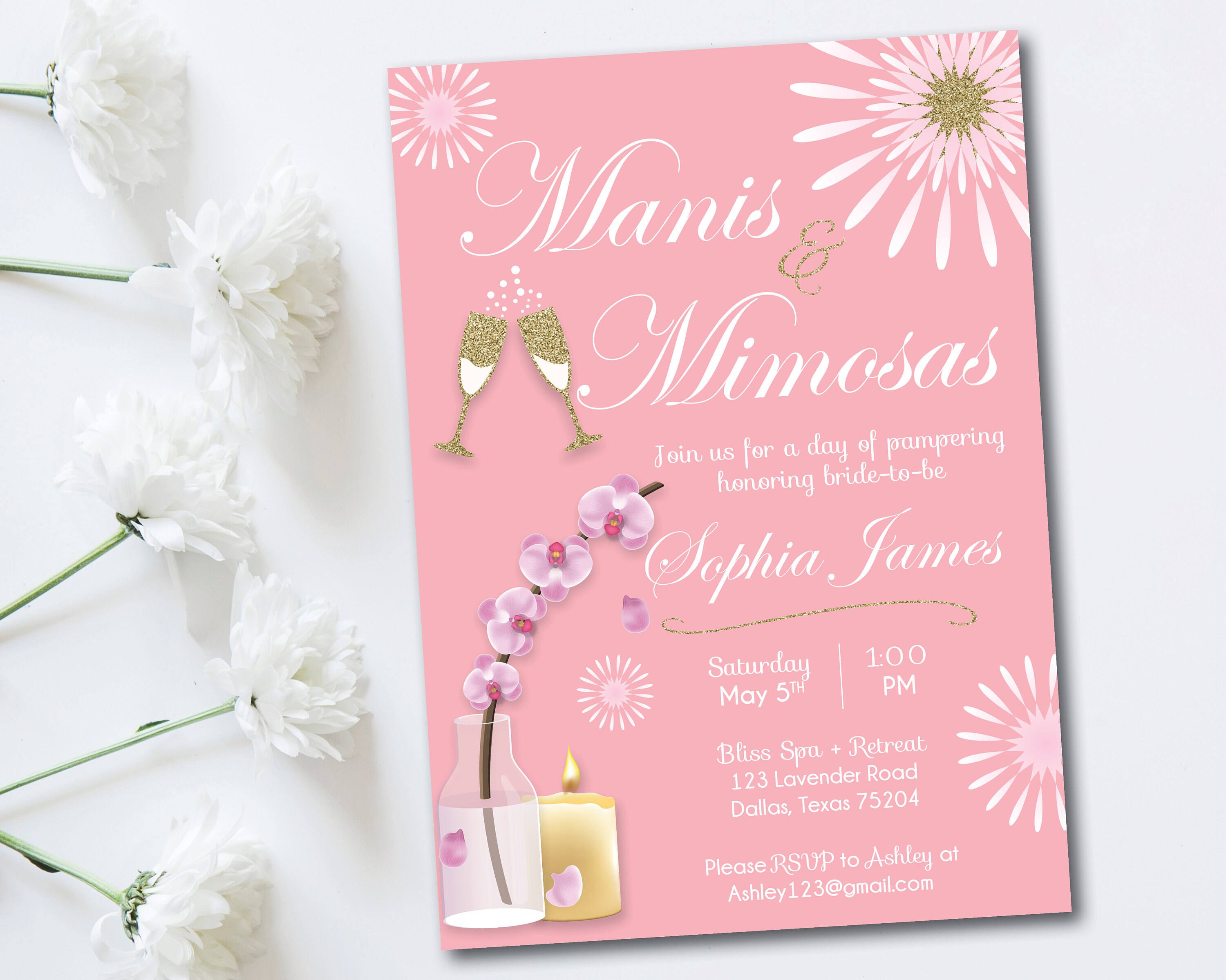 Invitations Paper Spa Day Invitation Spa Party Bridal Shower Spa Day ...