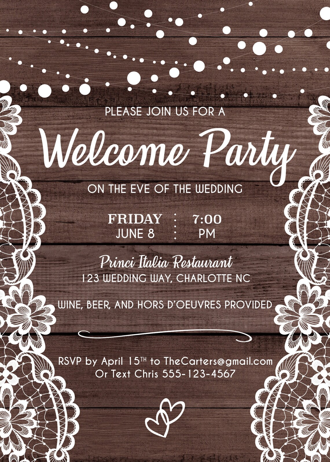 RUSTIC WELCOME PARTY Invitation, Rustic Rehearsal Dinner Invite, Wood ...