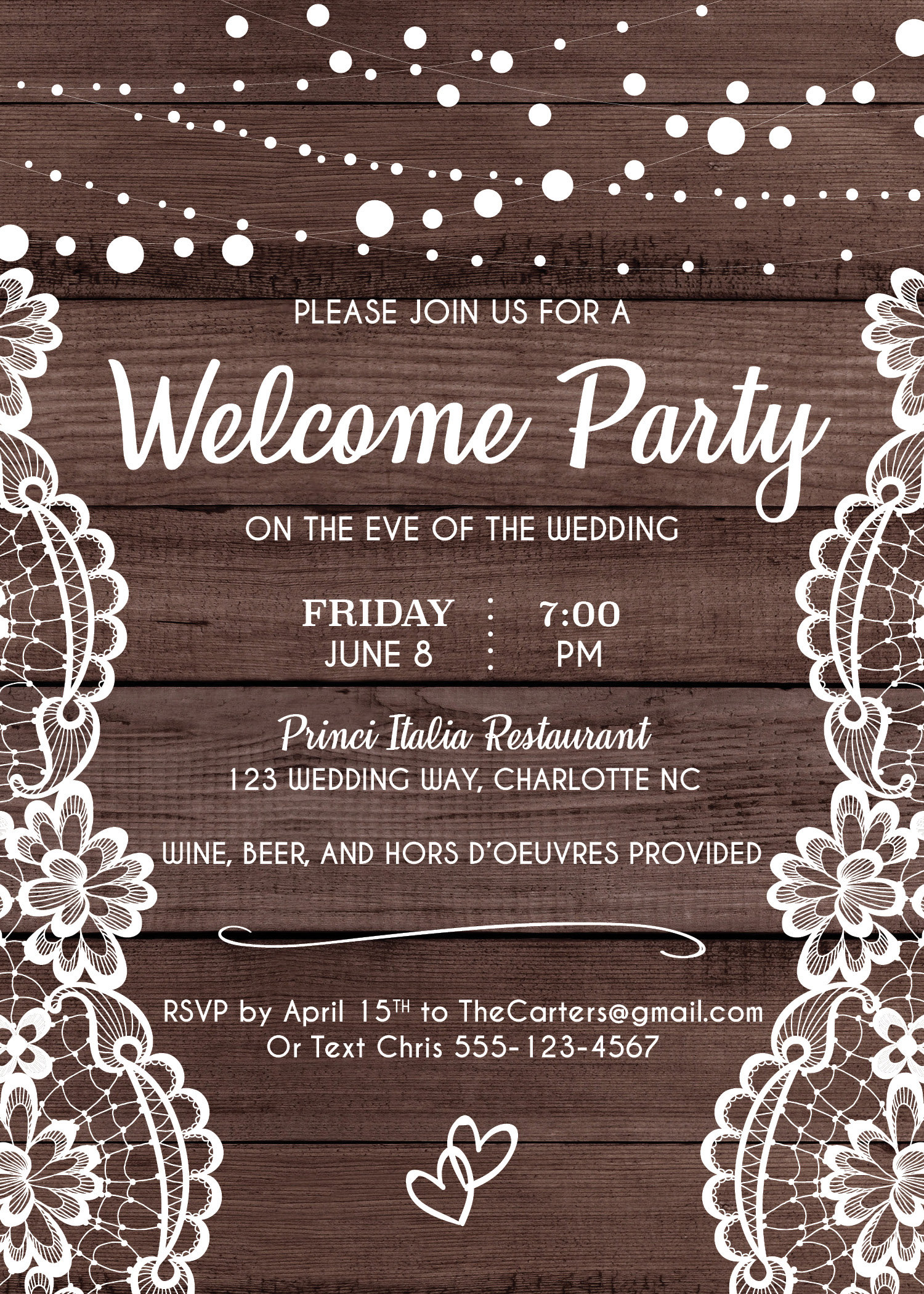 RUSTIC WELCOME PARTY Invitation, Rustic Rehearsal Dinner Invite, Wood ...