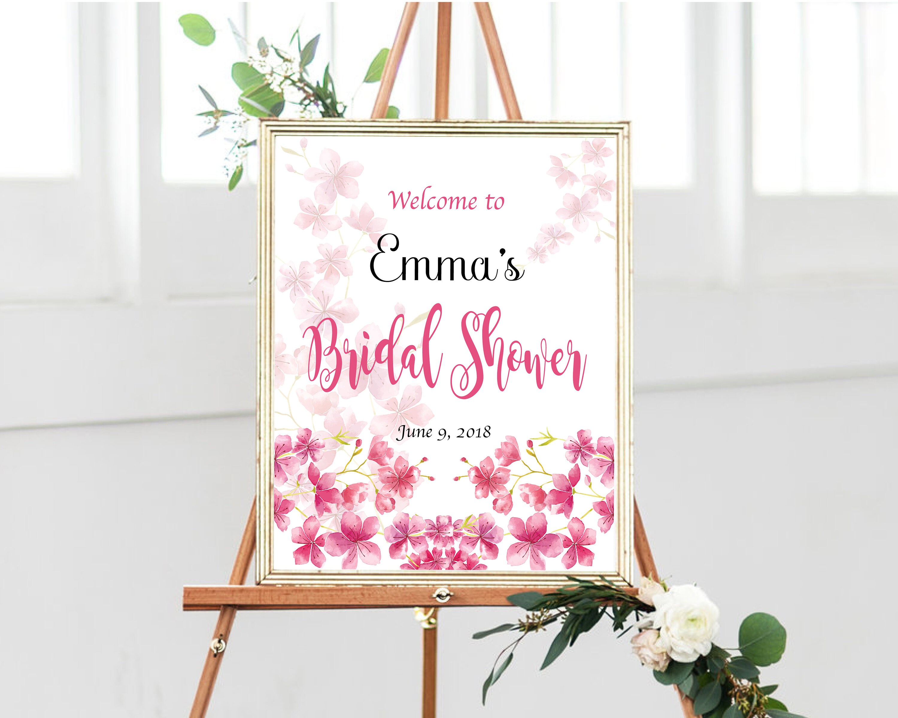 SPRING BRIDAL SHOWER Welcome Sign, Cherry Blossom Bridal Shower, Cherry ...