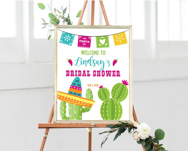 BRIDAL SHOWER FIESTA Welcome Sign, Mexican Fiesta Bridal Shower ...
