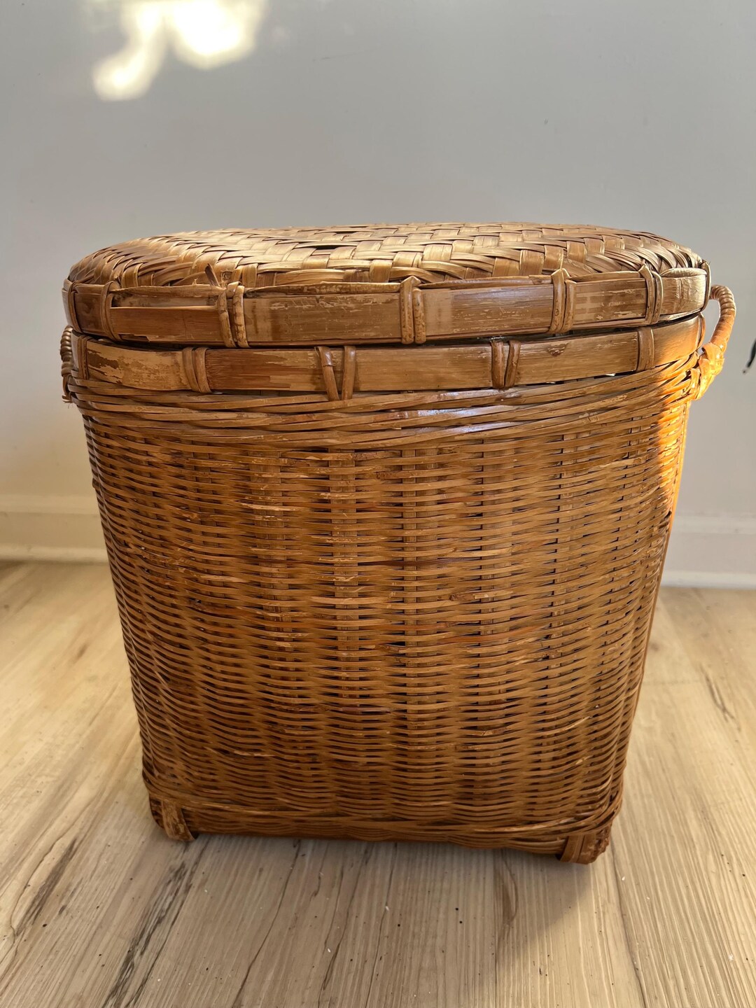 Vintage Chinese Lidded Basket / 1970s / Bamboo Basket / People’s ...