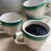 Set of 4 Vintage Buffalo China Coffee Mugs Green Border Restaurant Ware ...