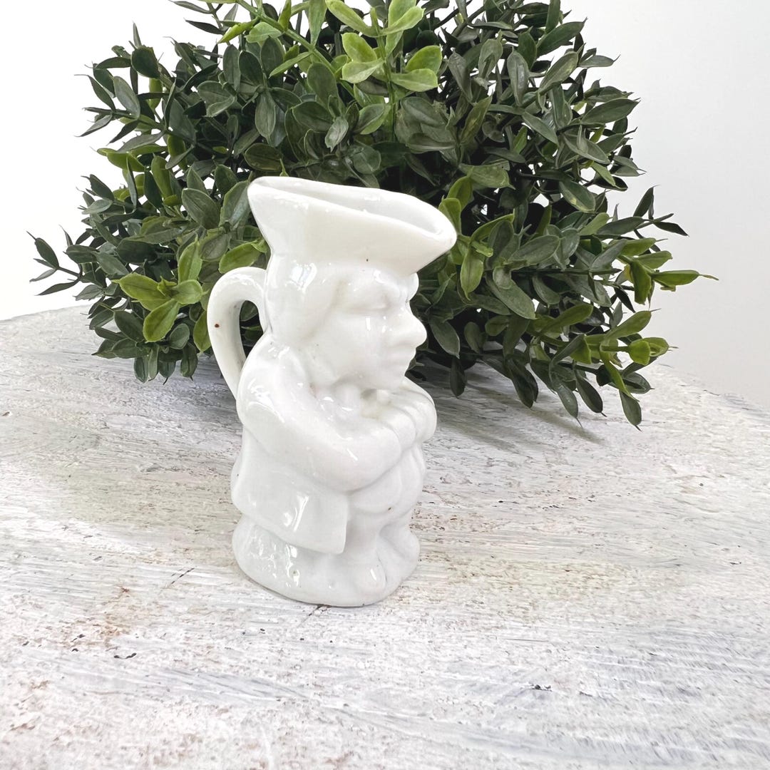 Vintage Miniature Toby Jug Pitcher 1950s / White Glazed Bone China Mini ...