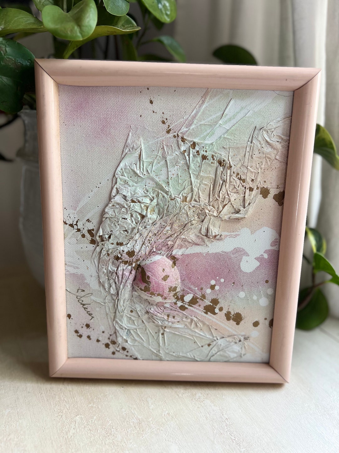 Vintage Pink Coquette 1980s Abstract/ Pink Wall Art / Handmade Impasto ...