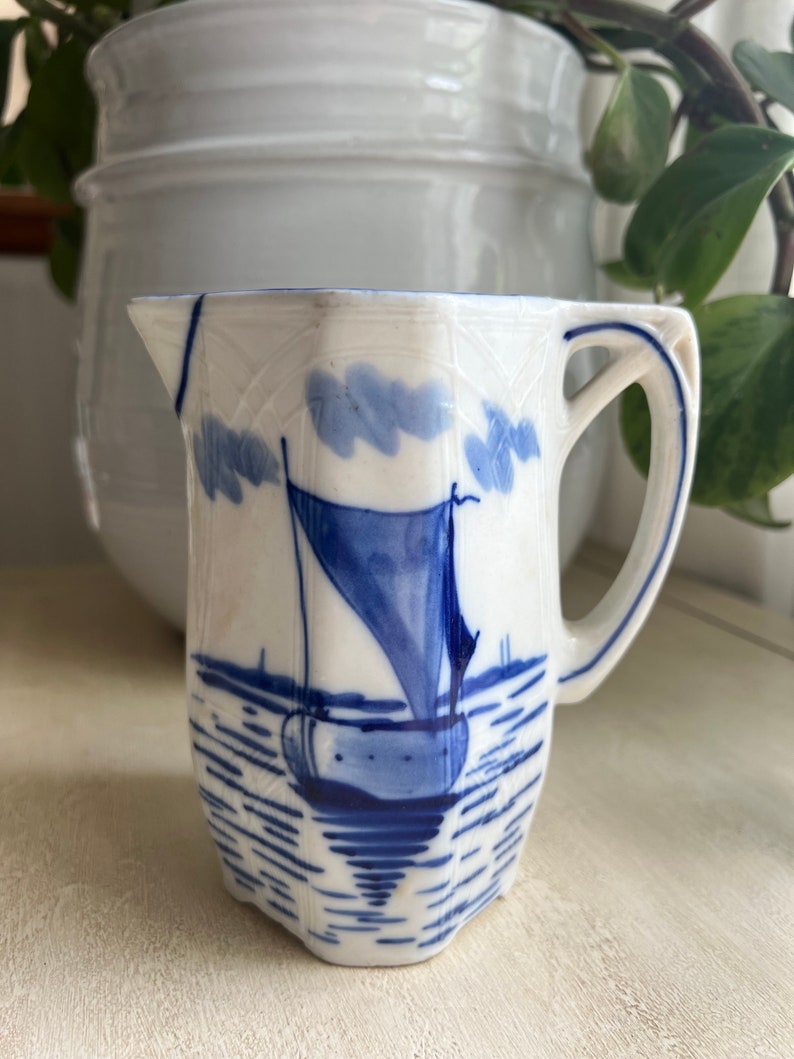 Vintage German Delft Blue Pitcher Flow Blue Free Shipping - Etsy
