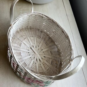 Vintage White Cottagecore Basket / Coquette / Floral / White Wicker ...