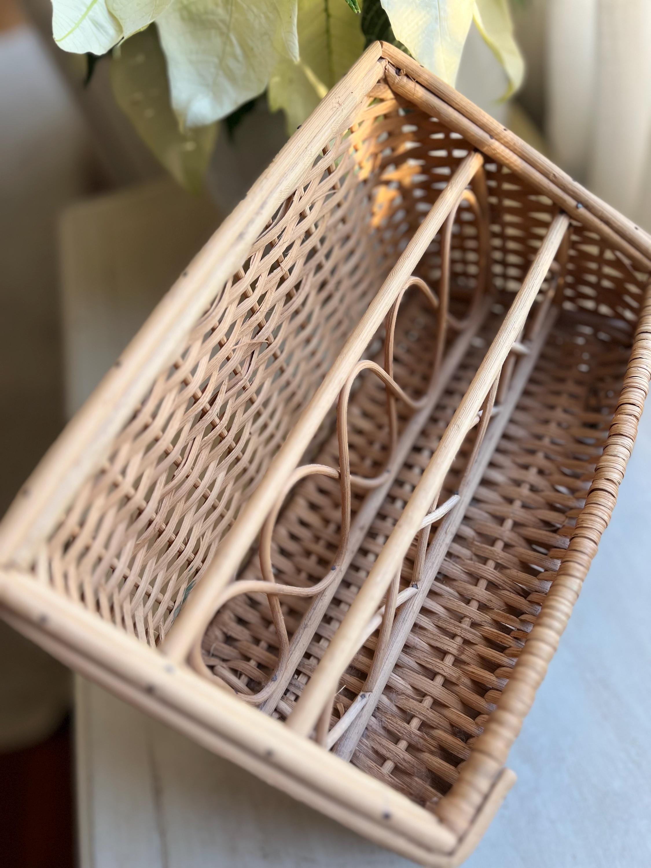 Vintage Rattan Desk Organizer / Bamboo Cane / Bill Box / Office Storage ...