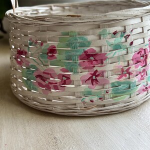 Vintage White Cottagecore Basket / Coquette / Floral / White Wicker ...