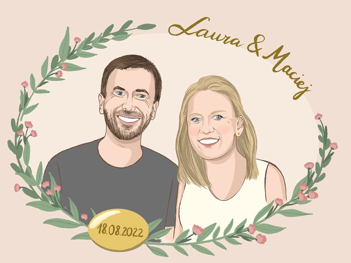 Personalized Portrait Custom Printable Couple Illustration - Etsy