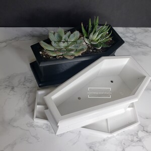 Coffin Mini Planter & Saucer, Goth Succulent Planter Decor, Indoor ...