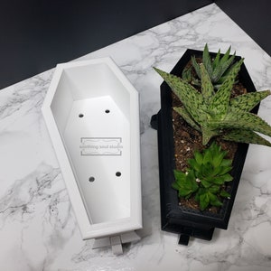 Coffin Mini Planter & Stand, Goth Succulent Planter Decor, Indoor ...