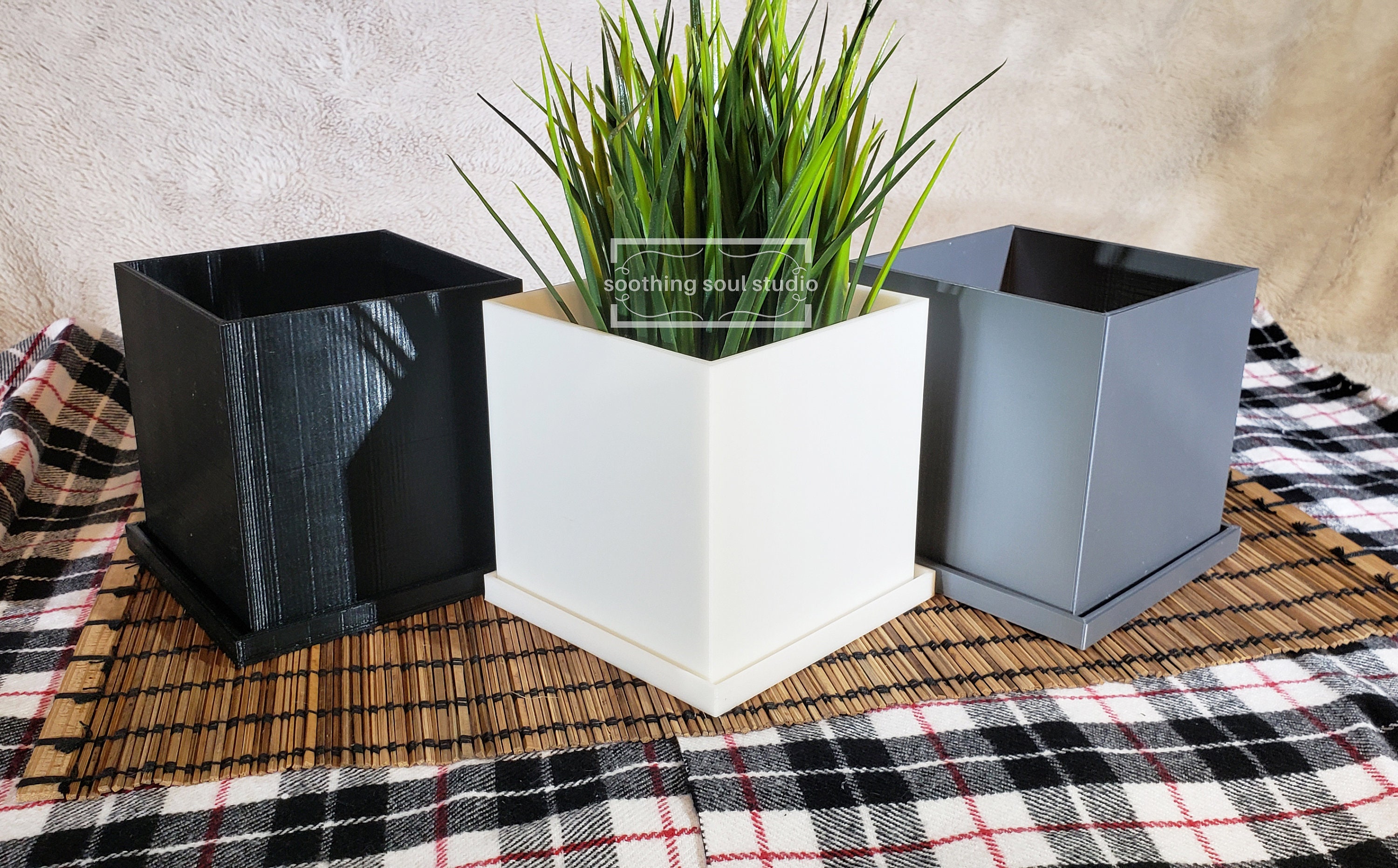 Cubic Contemporary Planter, Geometric Succulent Plant Pot, Indoor ...