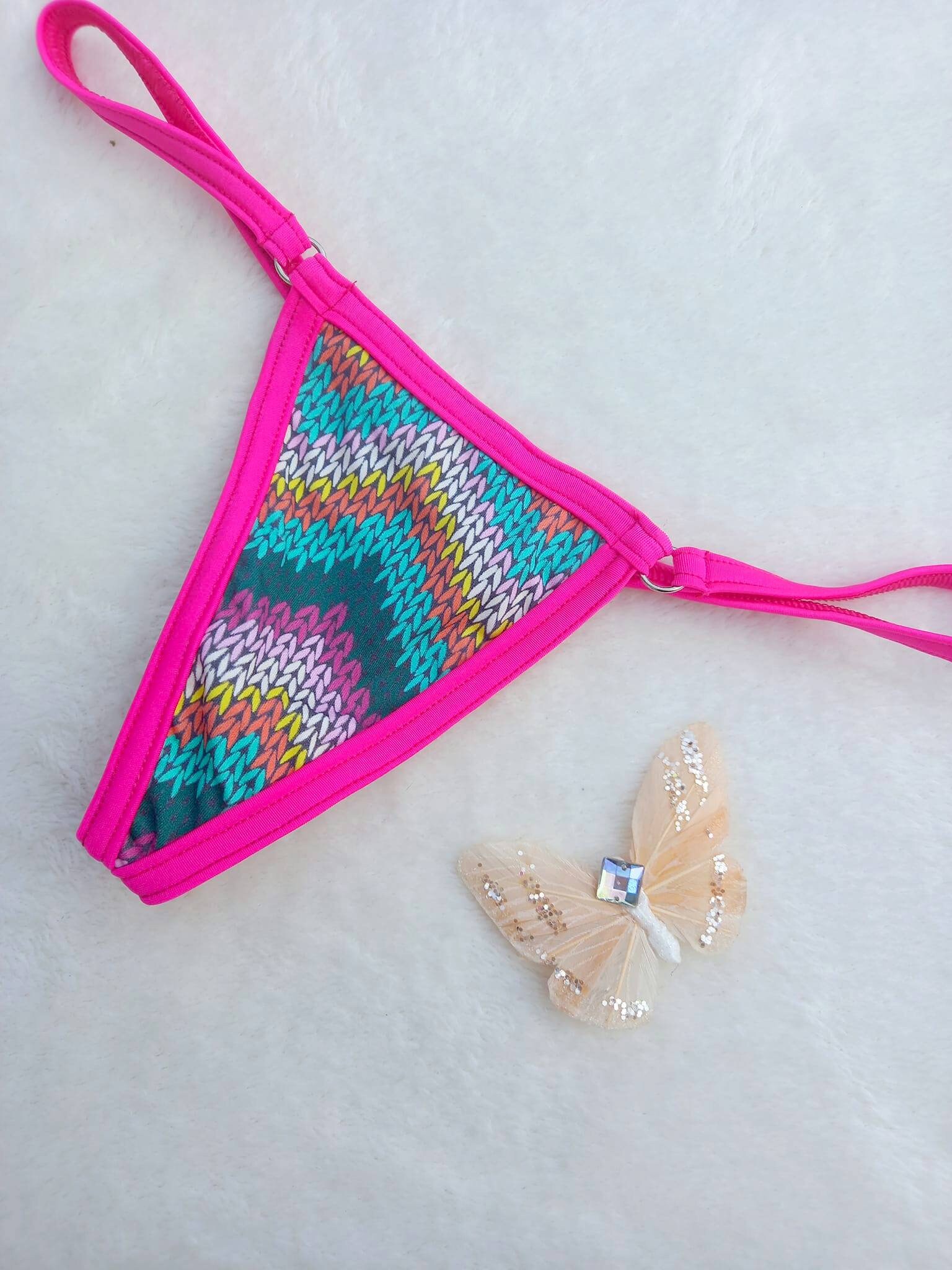 String Thong Panties Neon Pattern Thong Bikini Thong Bikini - Etsy