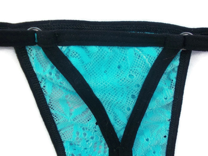 Lace crotchless g string Turquise g string thong Open crotch | Etsy