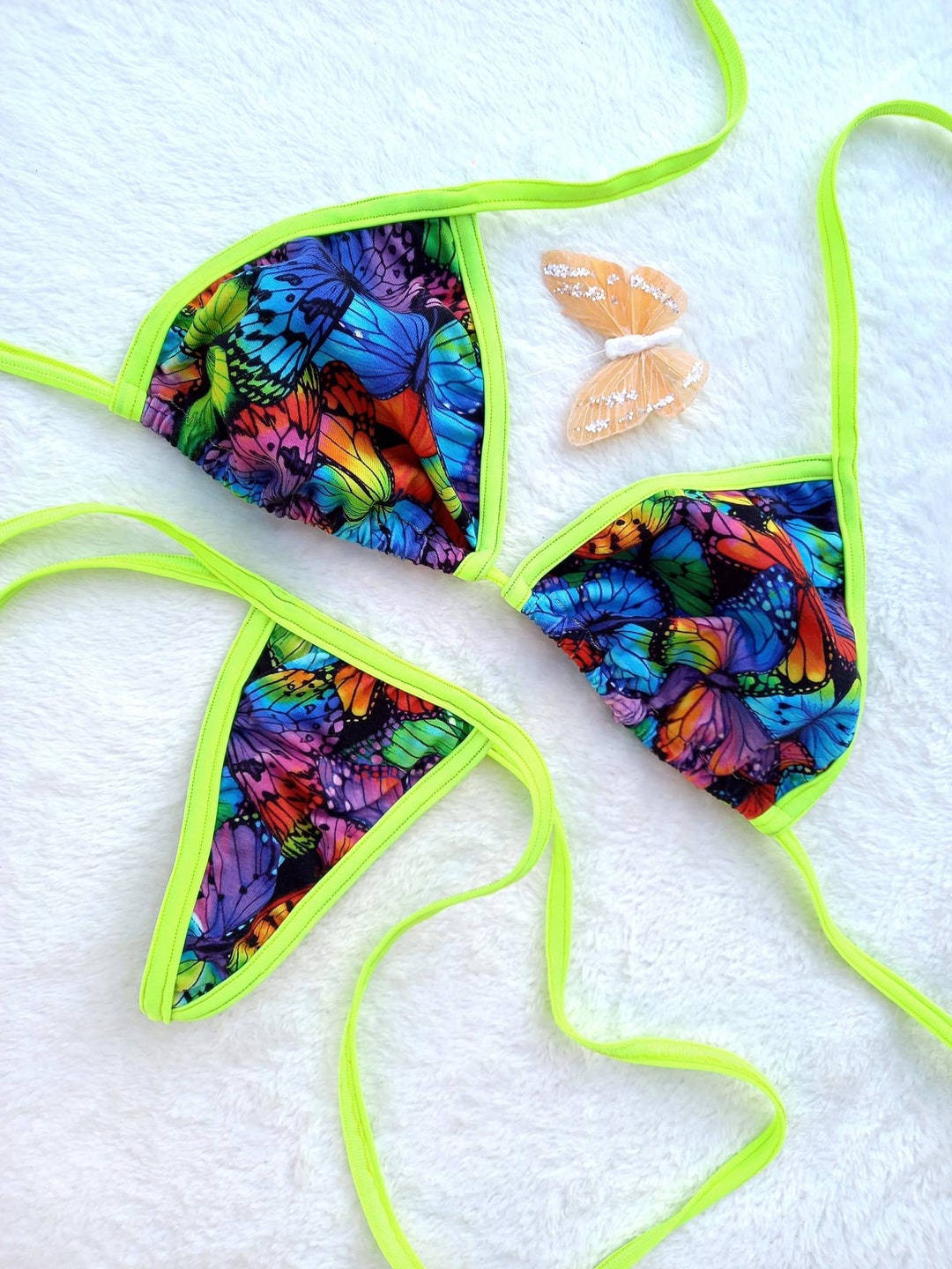 Cotton Triangle Thong String Thong Bikini - Etsy