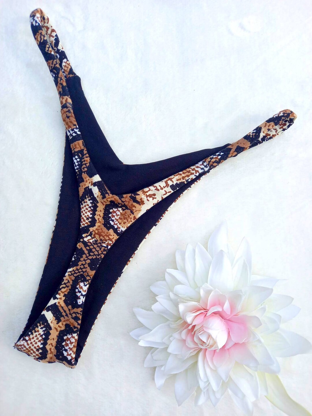 Snakeskin Print High-cut Seamless Cotton Thong – Strappy Design - Etsy