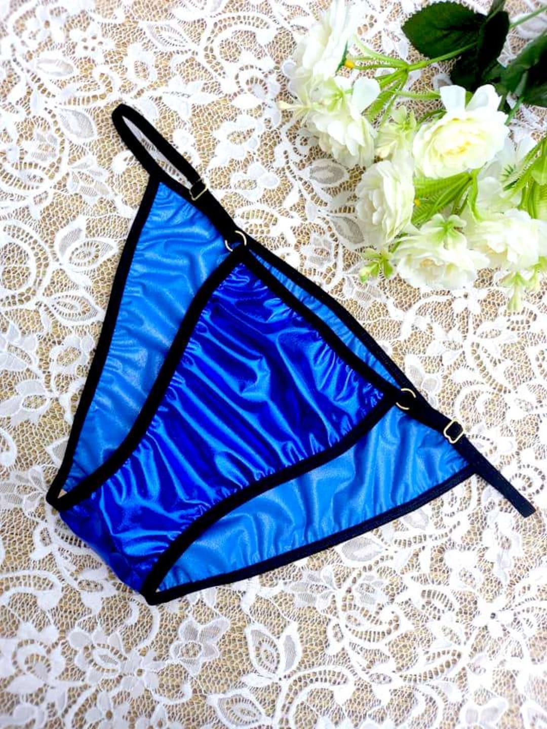 Royal Blue Metallic Foil Adjustable Strap Panties – Shiny Lingerie - Etsy