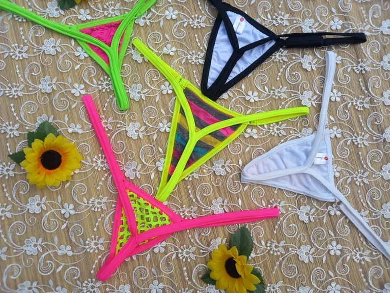 White Sheer Tulle Micro String Thong – See-Through Lingerie – Handmade ...