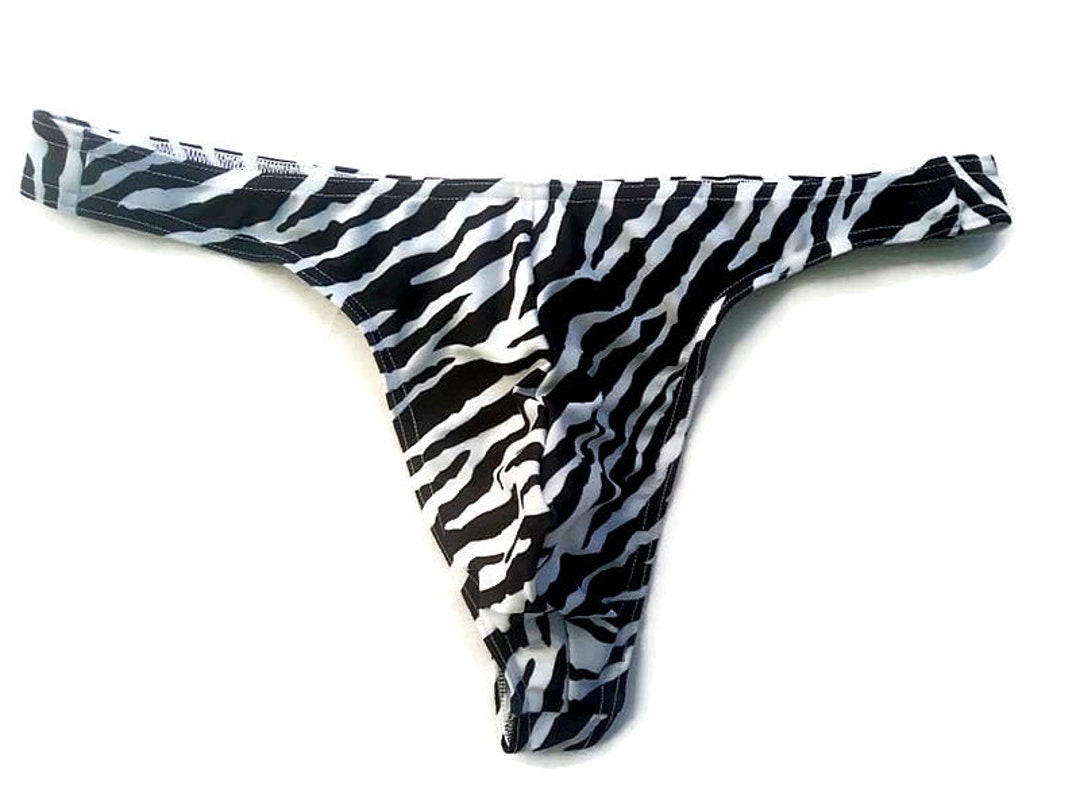 Zebra Print Men’s Thong – Wild Animal Print Micro Bikini – Handmade ...