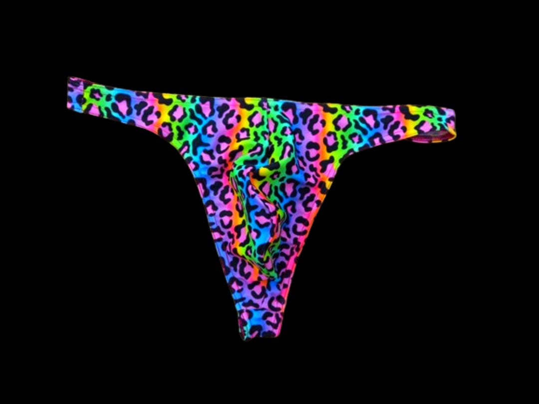 Neon Ocelot Pattern Men's Super Slim Thong Swimsuit - Etsy
