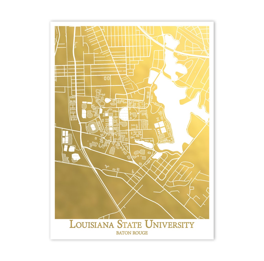 Louisiana State University Campus Map Gold Foil Map of LSU at - Etsy