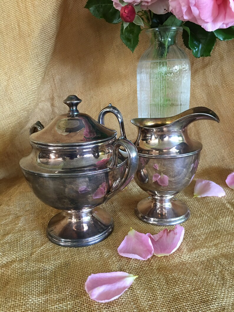 Antique Mid Sil Craft EPNS Silver Plated Creamer and Sugar Bowl - Etsy