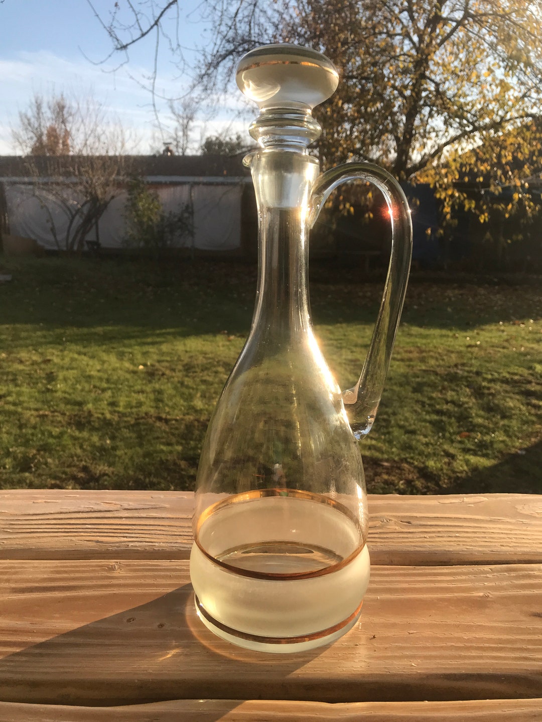 Large Vintage Decanter With Handle and Stopper - Etsy