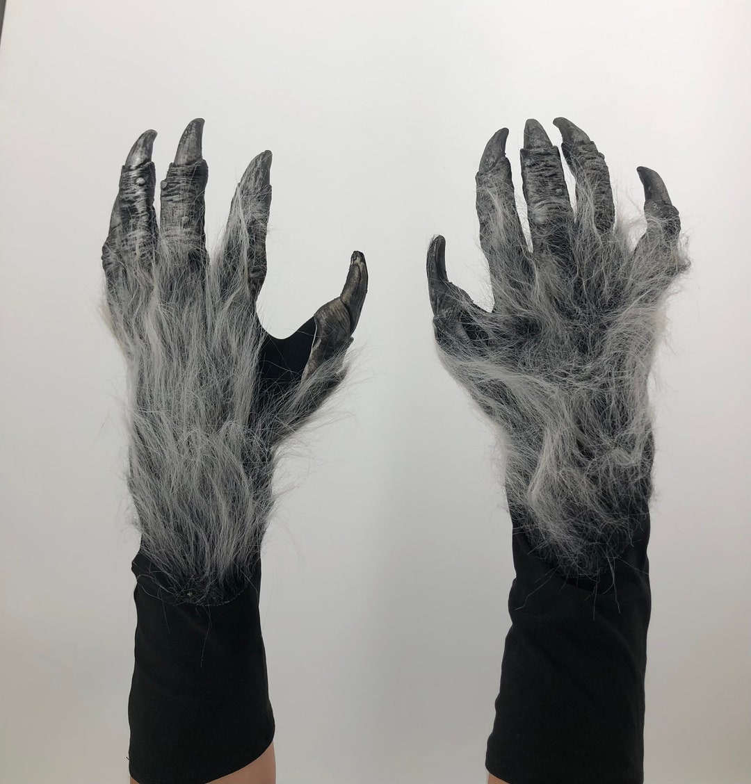 Silver Beast Hands Monster Claws Adult Scary Halloween Costume Gloves ...