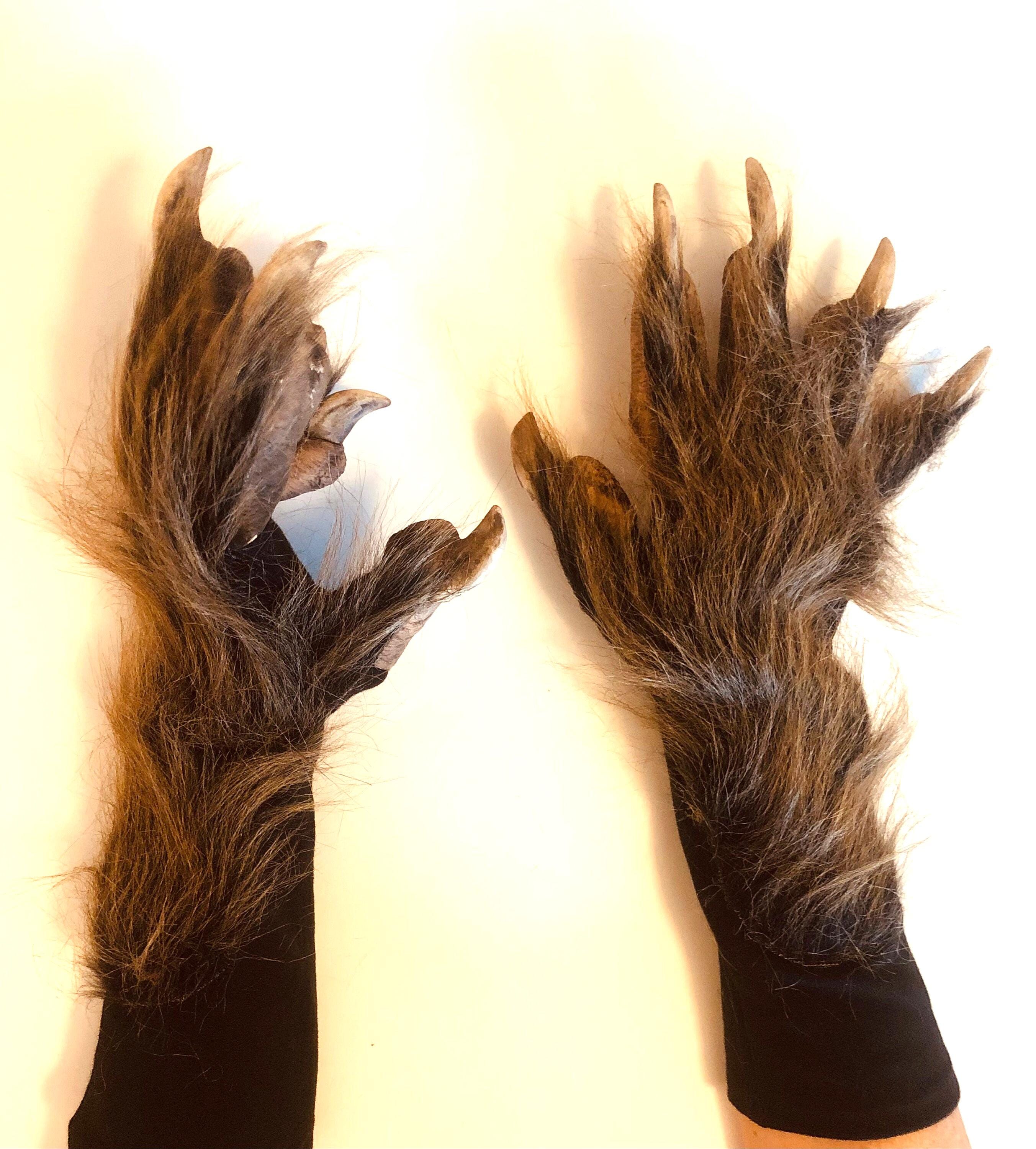 Brown Werewolf Beast Claws Hands Adult Halloween Hand Made USA Costume ...