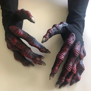 Long Finger Red Devil Demon Hands Claws Adult Halloween Costume ...