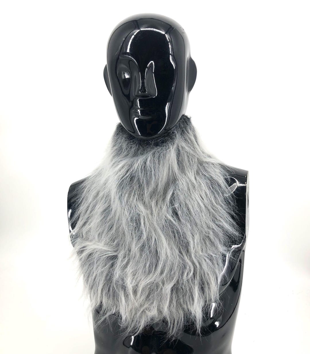 Silver Gray Hairy Neck Chest Cover Werewolf Add to Any Adult Halloween ...