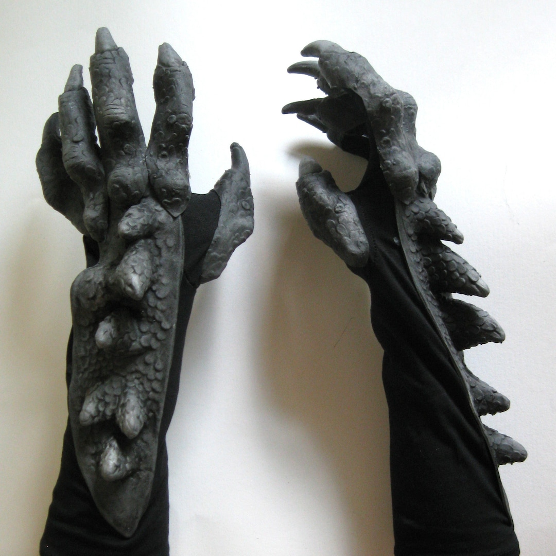 Black Dragon Claws Hands Adult Halloween Hand Made USA Costume Gloves ...