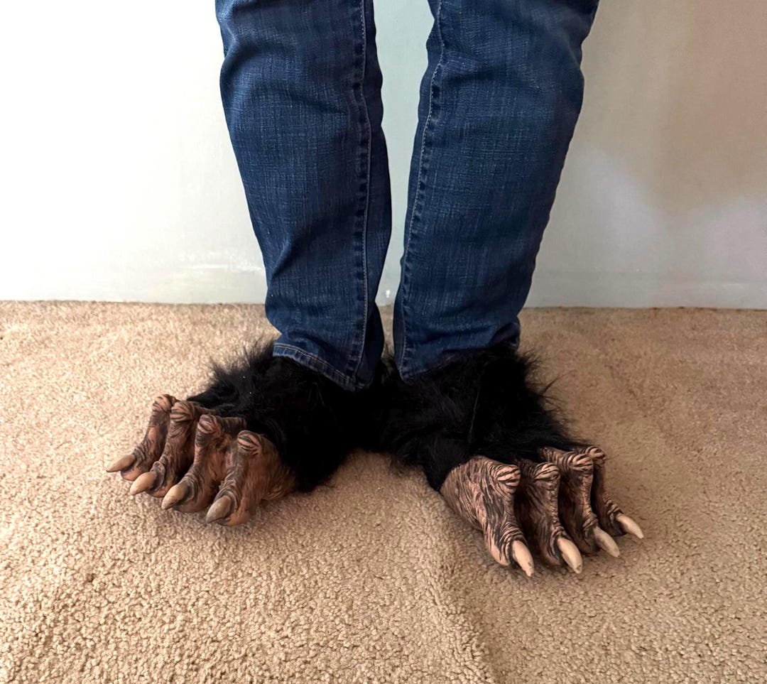 Black & Tan Clawed Animal Feet Werewolf Beast Adult Shoe Covers ...