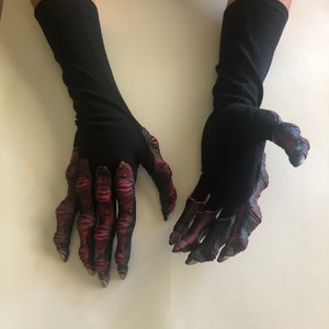 Long Finger Red Devil Demon Hands Claws Adult Halloween Costume ...