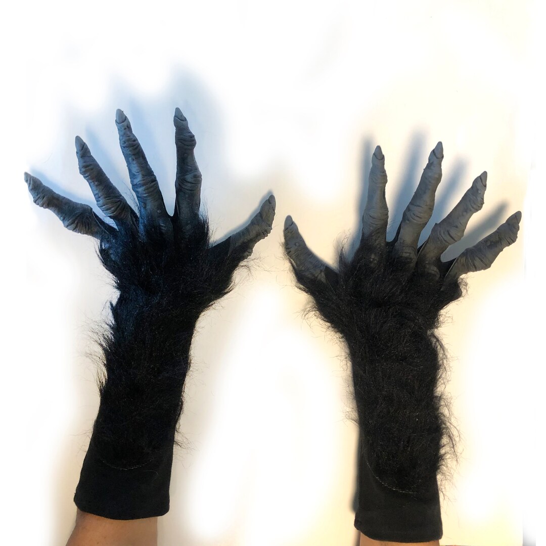 Long Fingered Black Beast Ape Hands Claws Adult Halloween Costume ...