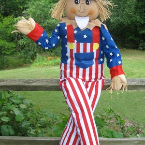 60" Large Sitting Uncle Sam Scarecrow Patriotic Fall Decor Decoration ...