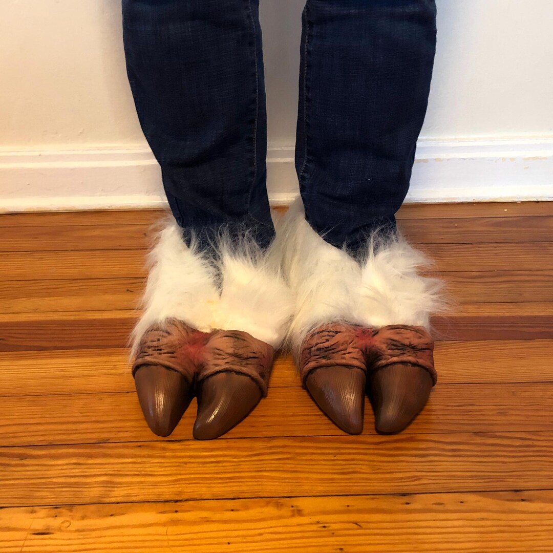 White Hooves Animal Brown Hoof Feet Adult Shoe Covers Halloween Costume ...