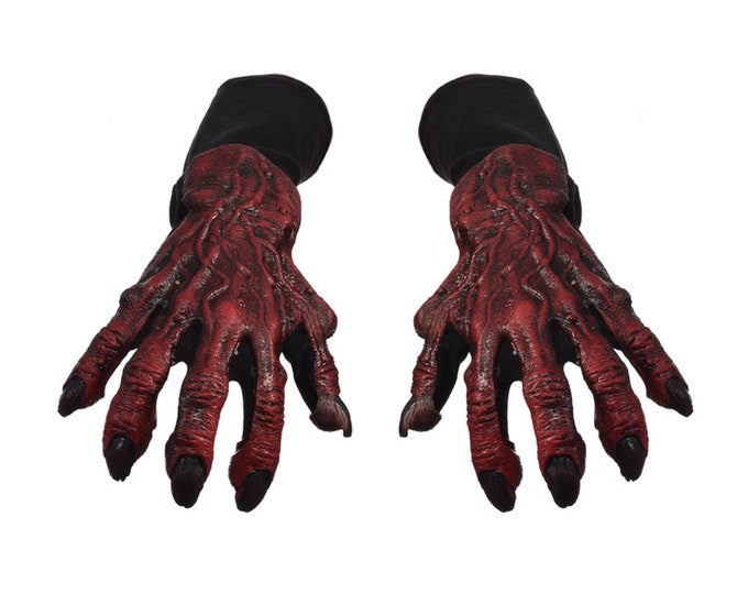 Long Finger Red Devil Demon Hands Claws & Fur Adult Halloween Costume ...