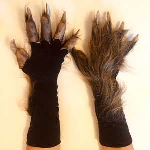 Brown Werewolf Beast Claws Hands Adult Halloween Hand Made USA Costume ...