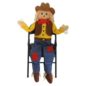 61" Large Sitting Scarecrow Cowboy Western Country Fall Outdoor ...