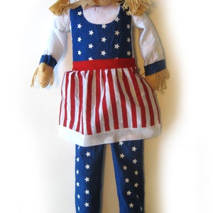 60" Large Sitting Scarecrow Mrs. Uncle Sam Patriotic Americana Fall ...